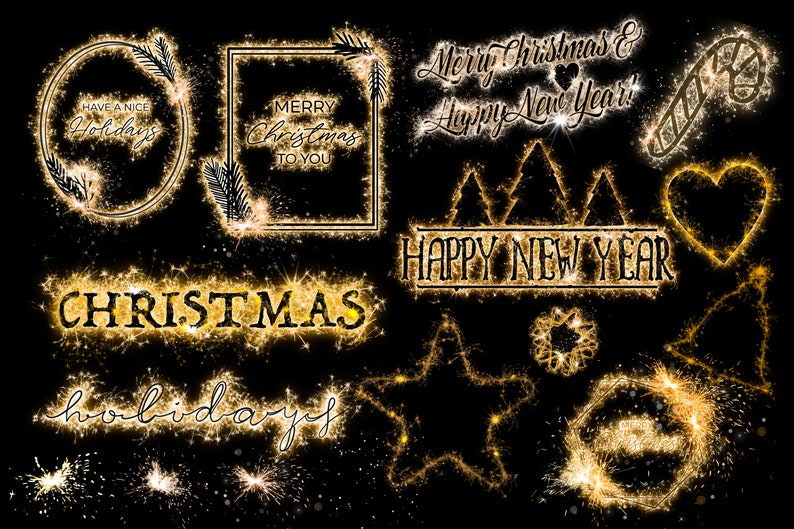 Sparkle Word Art Photo Overlays Christmas Photo Overlays for - Etsy