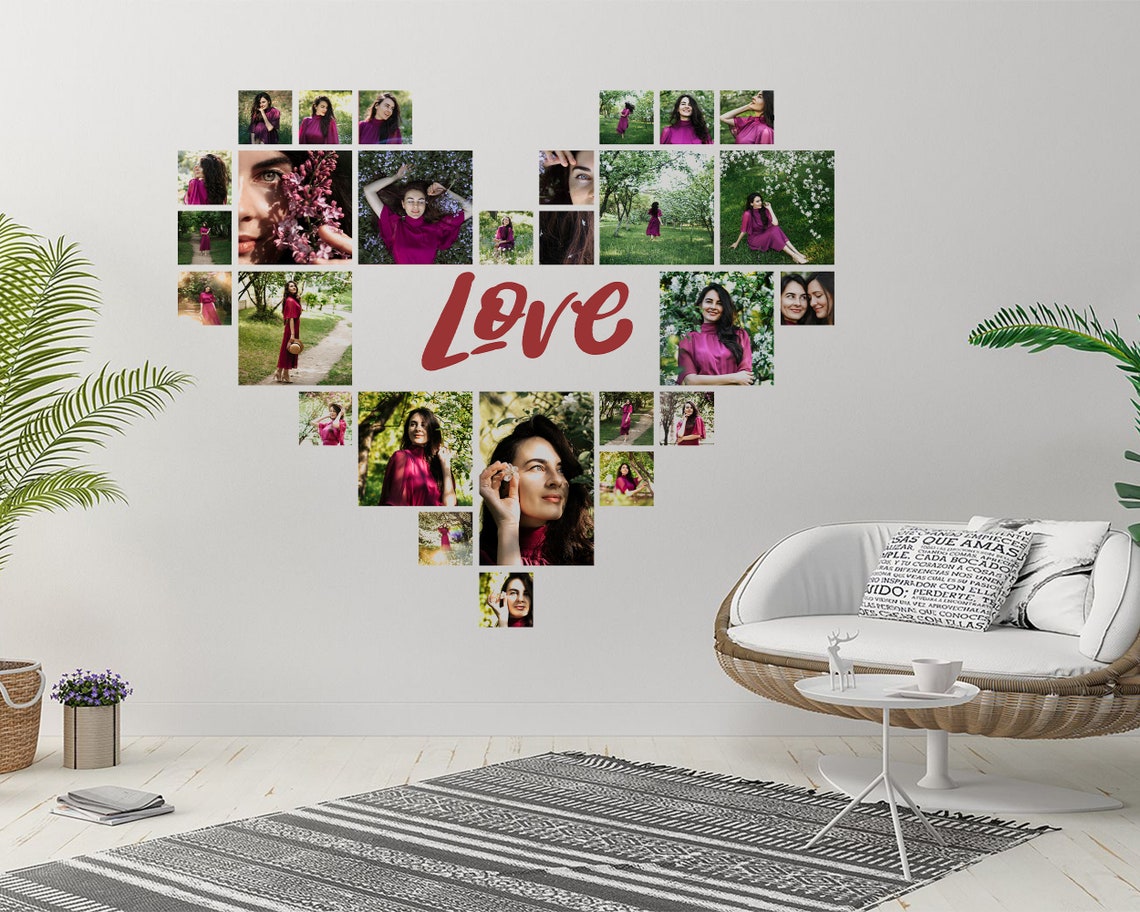 Heart Photo Collage Printable Gift for Valentine's Day | Etsy