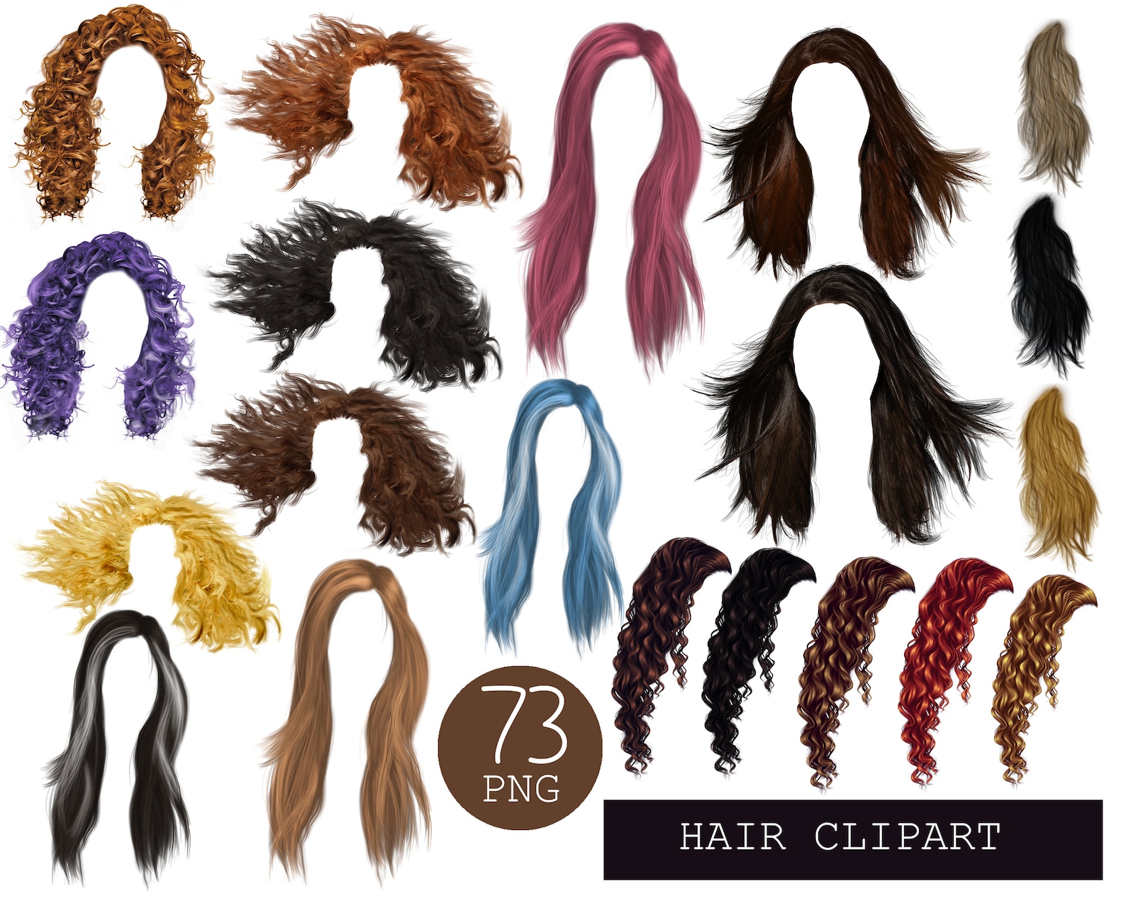 Hair Clipart Hair Overlays Curly Hair Png Real Hair - Etsy