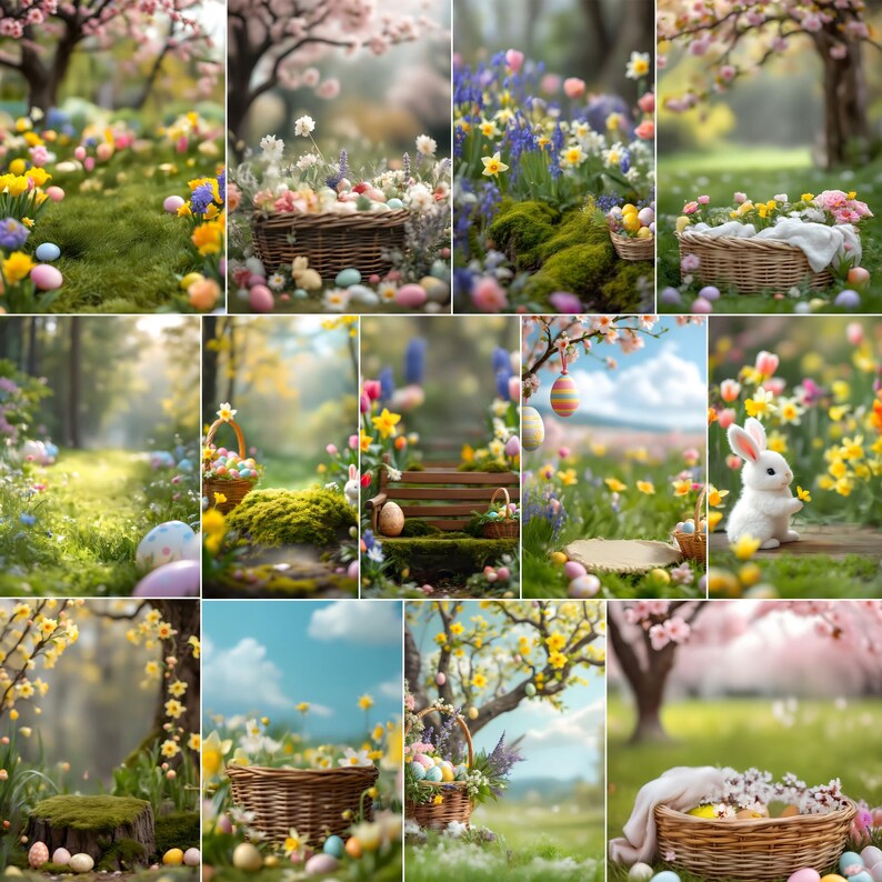 Spring Digital Backdrop, Easter Backdrop, Spring Backdrop, Digital ...