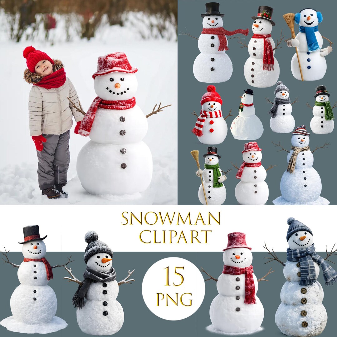 Snowman Clipart Bundle | Cute Winter Snowmen | Christmas Snowman ...