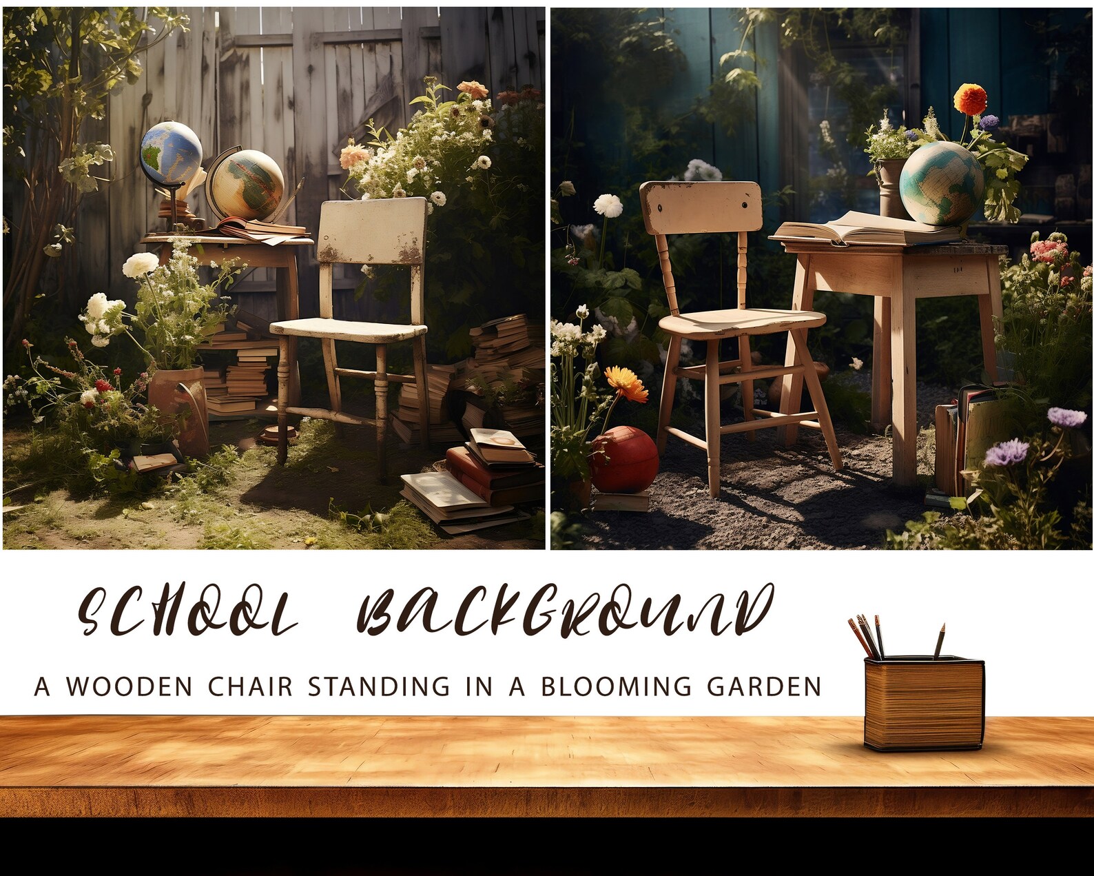 Back to School, Digital Library Background, Vintage School Backdrop ...