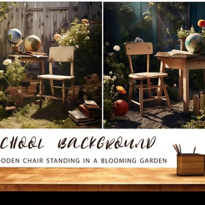 Back to School, Digital Library Background, Vintage School Backdrop ...