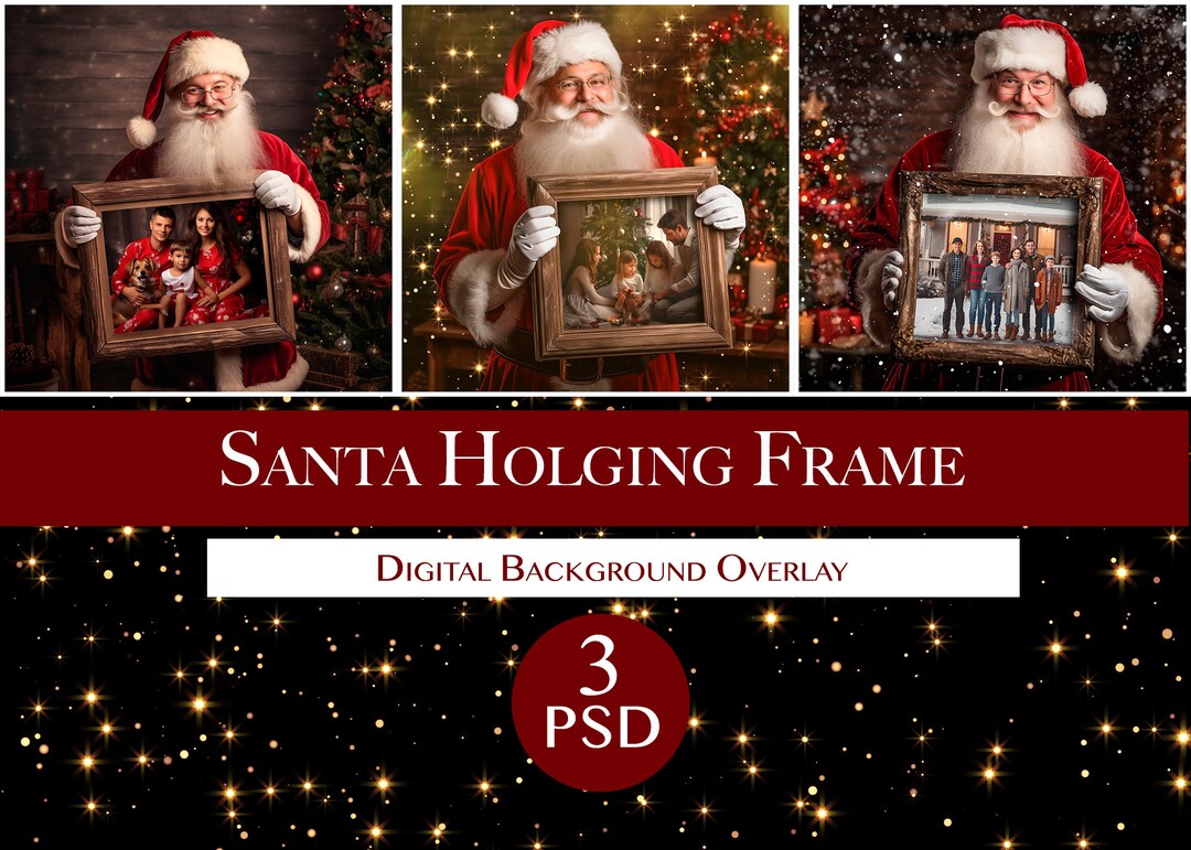 Santa Claus and Frame Photo Overlays, Christmas Photoshop Template ...