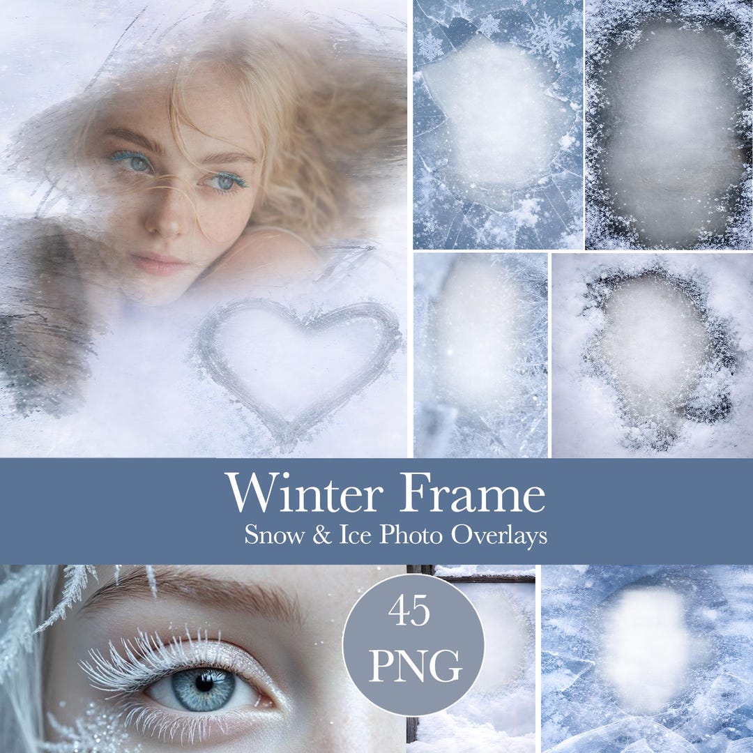 Winter Frame Overlays PNG Bundle | Snow & Ice Photo Overlays | Frosted ...