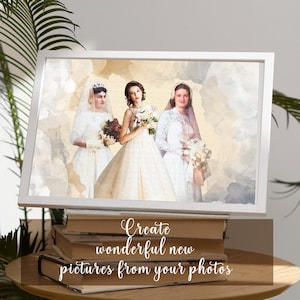 Three Generations Bridal Illustration Bride and Mom Generational ...