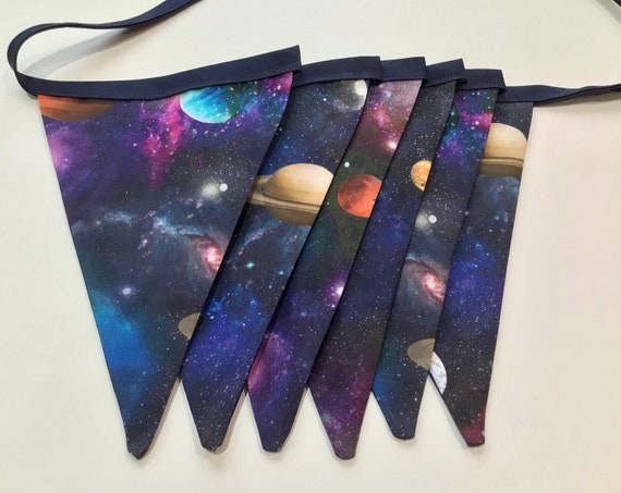 Planets Space Themed Bunting Fabric Planet Solar System | Etsy UK