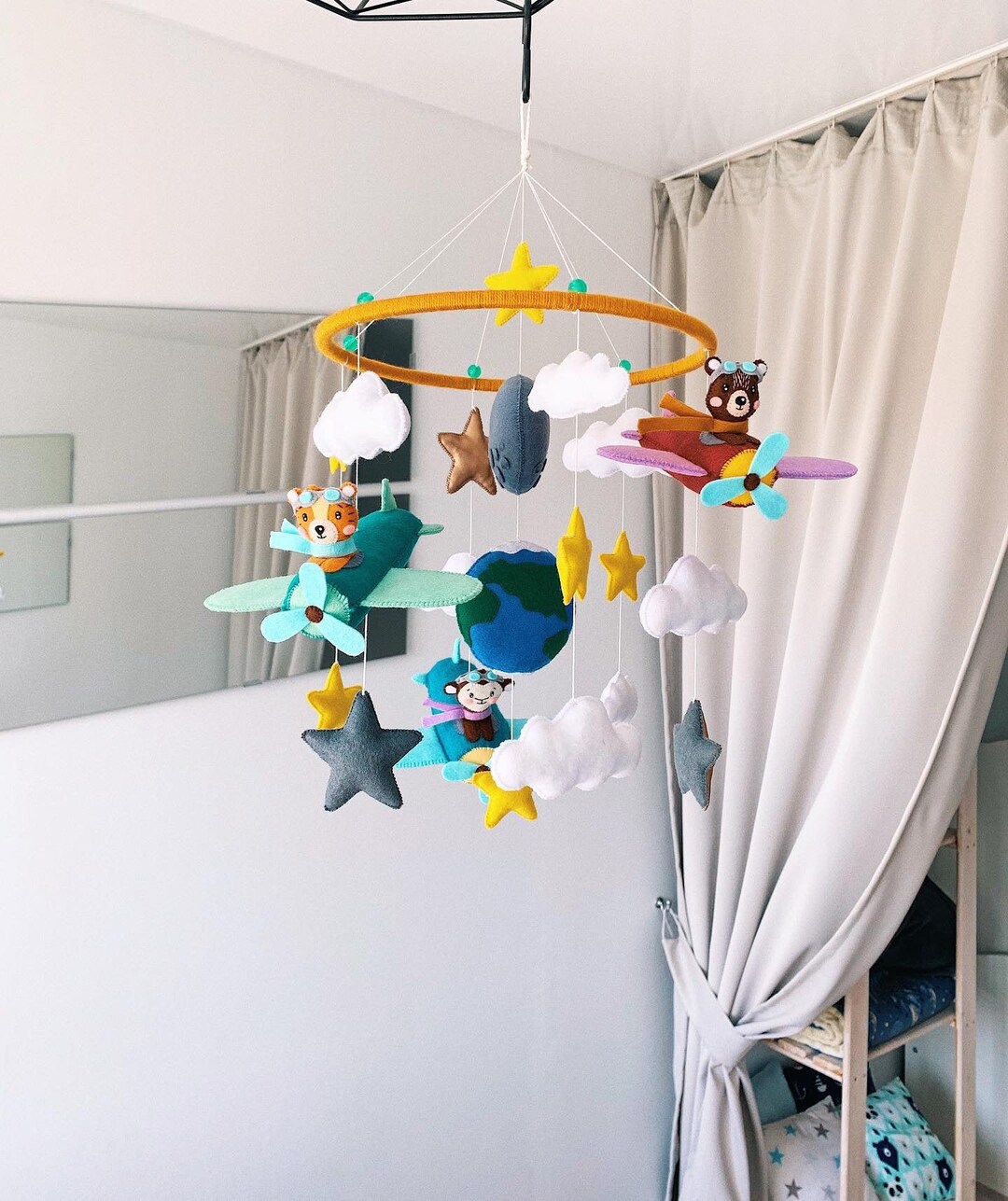 Baby Mobile With Planes, Planes Soaring in the Clouds, a Mobile With ...