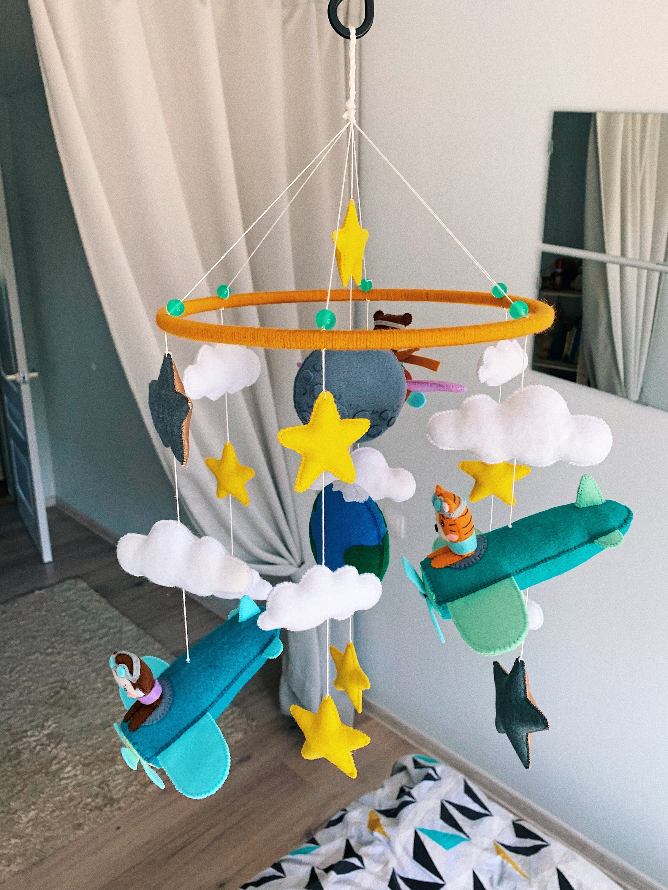 Baby Mobile With Planes, Planes Soaring in the Clouds, a Mobile With ...