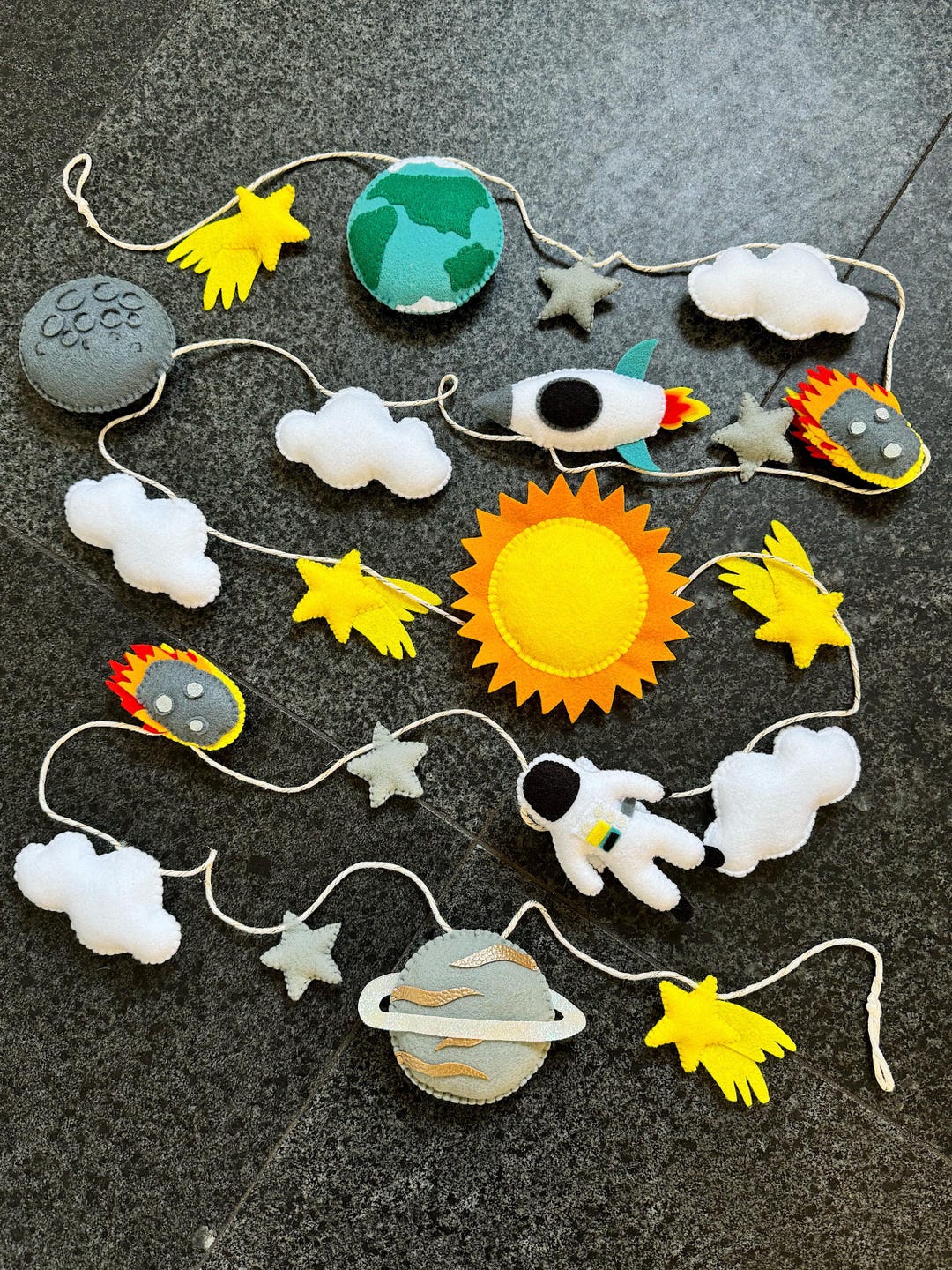 Solar System Garland/ Space Theme Bedroom and Nursery Decor/ Felt ...
