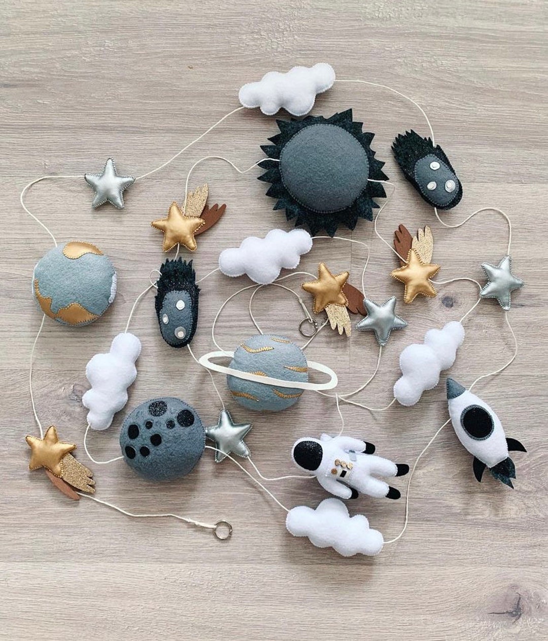 Solar System Garland/ Space Theme Bedroom and Nursery Decor/ Felt ...