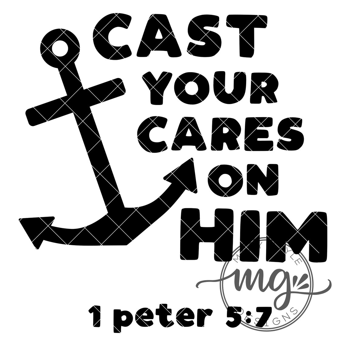 Cast Your Cares on Him SVG - Bible Verse SVG - Scripture SVG - 1 Peter ...