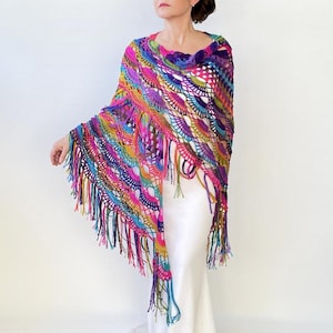 Crochet Boho Wedding Shawl, Bridal Triangular Wrap, Evening Shawl ...