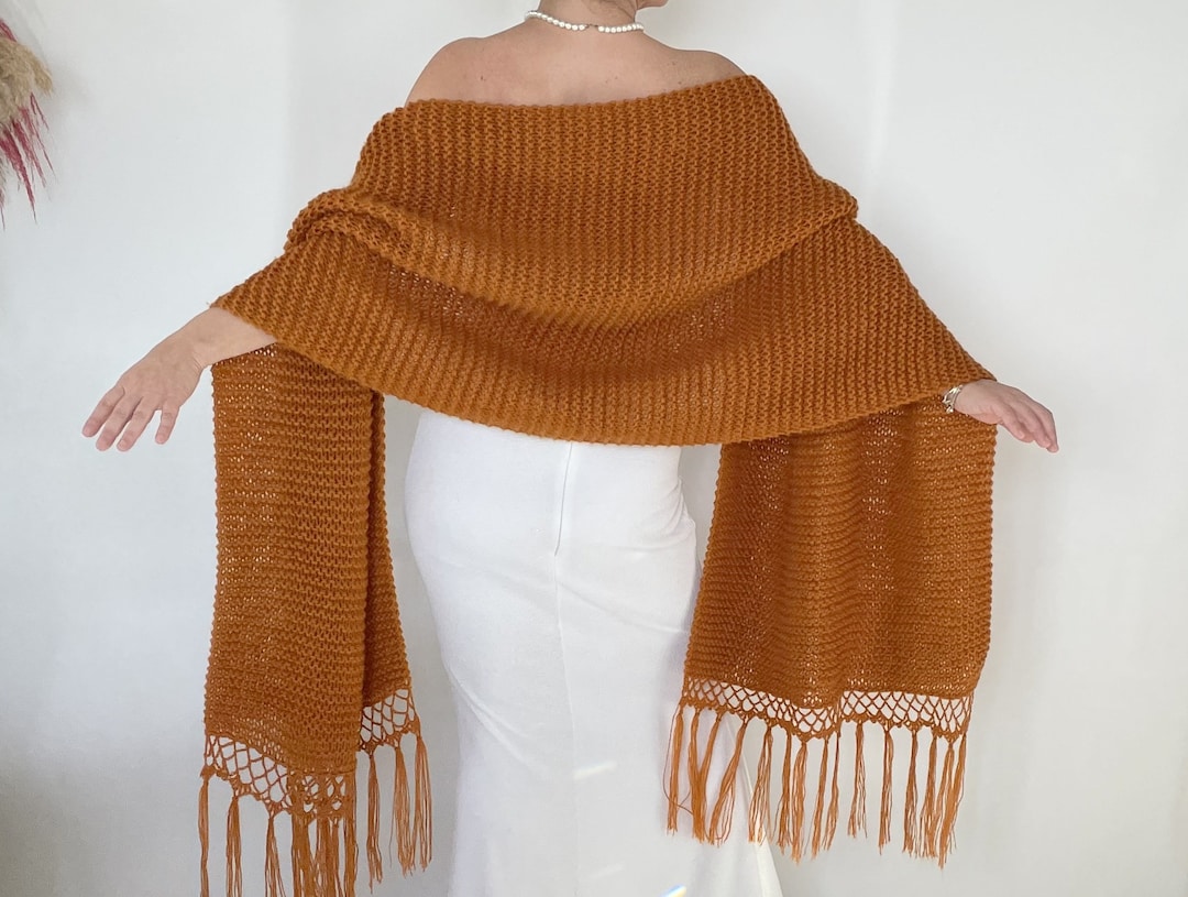 Burnt Orange Shawl Cinnamon Wrap Wedding Rust Scarf Mohair - Etsy