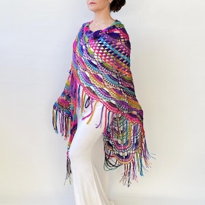 Crochet Boho Wedding Shawl, Bridal Triangular Wrap, Evening Shawl ...