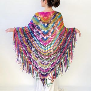Crochet Boho Wedding Shawl, Bridal Triangular Wrap, Evening Shawl ...