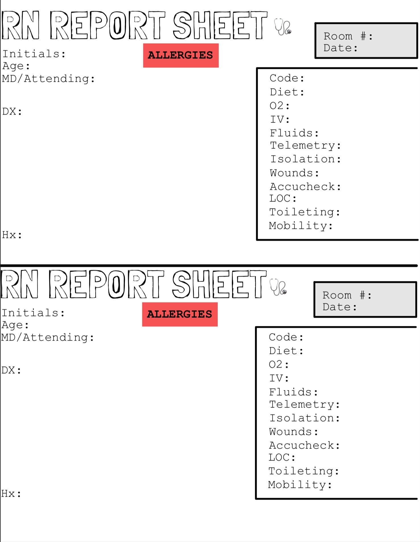 The Simple RN Report Sheet - Etsy