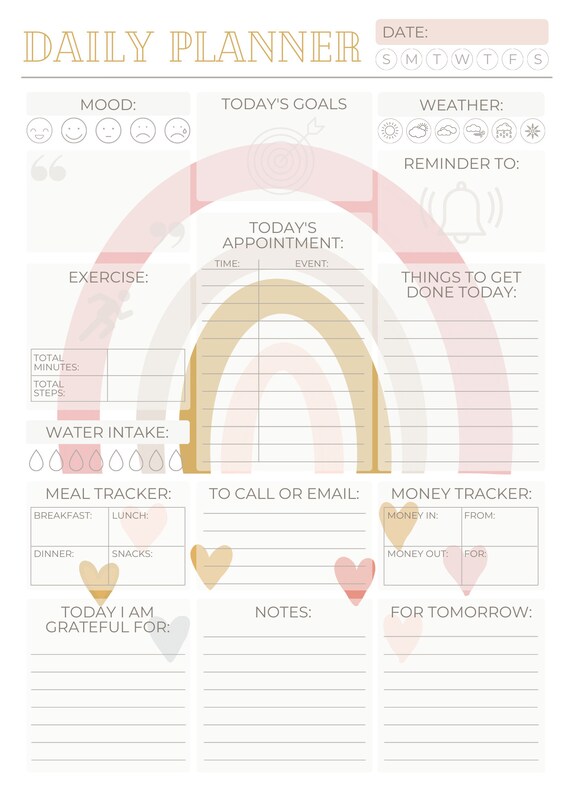 Printable Daily Planner Sheets Boho | Etsy