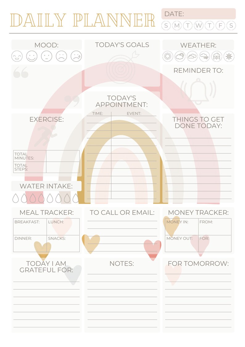 Printable Daily Planner Sheets Boho - Etsy