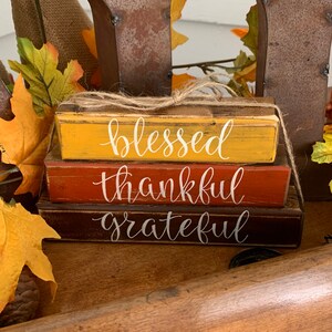 Blessed Thankful Grateful/stacked Blocks/wood Blocks/sign Blocks/tiered ...