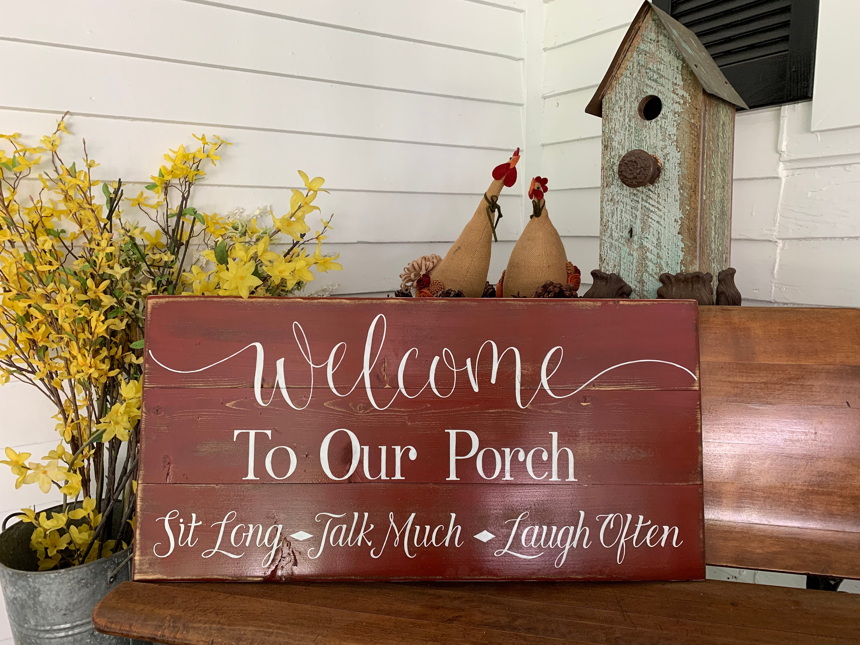 Welcome to Our Porch Sign/Wooden Sign/Hand Painted Sign/Rustic | Etsy