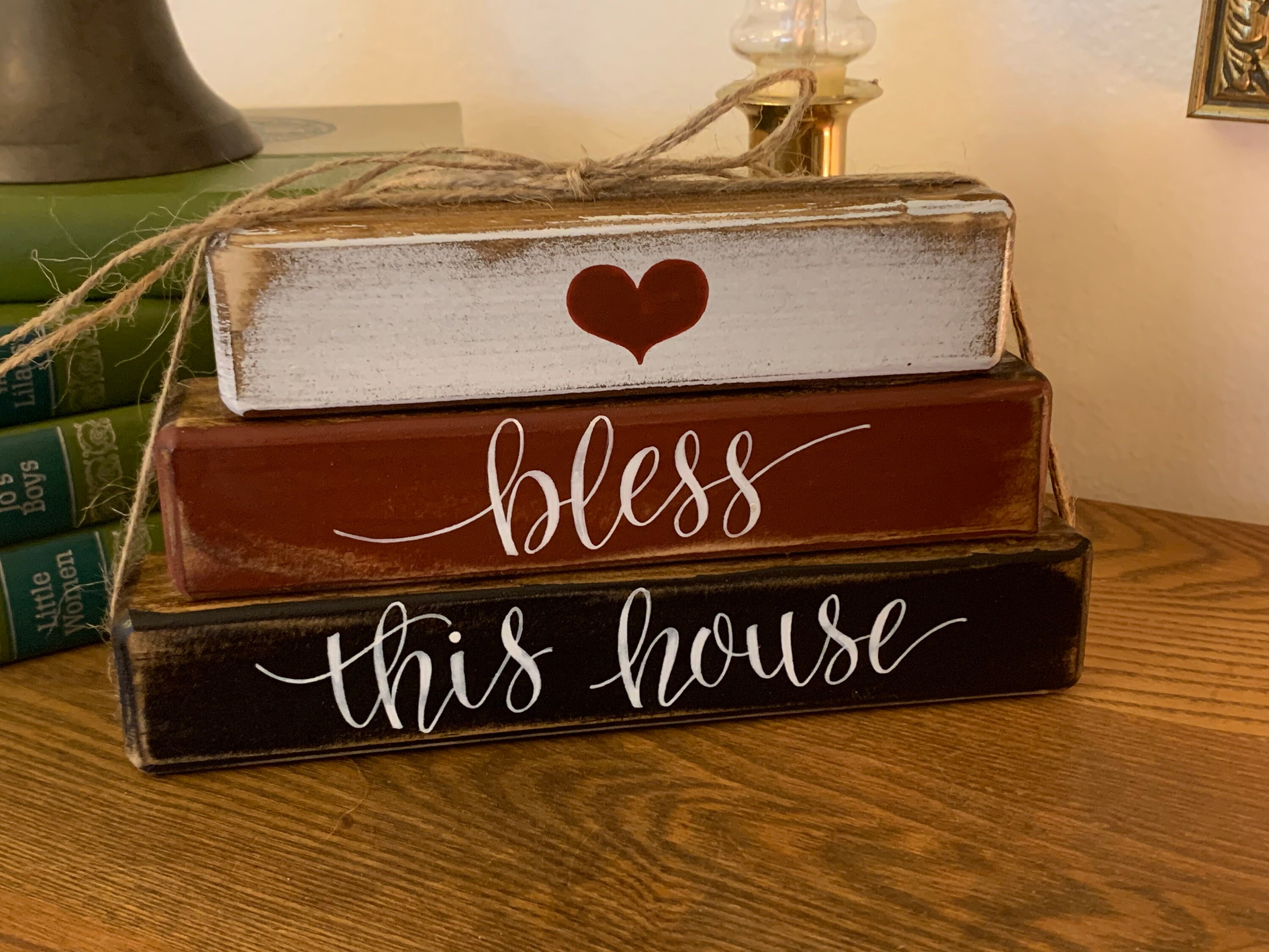 Bless This House Block Set/Stacked Blocks/Accent Piece/Wooden | Etsy