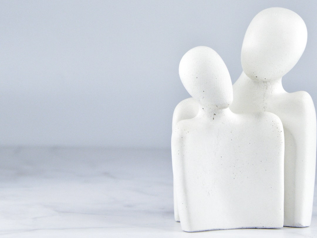 Minimalist Statues Made of White Concrete, Couple Statues, White ...