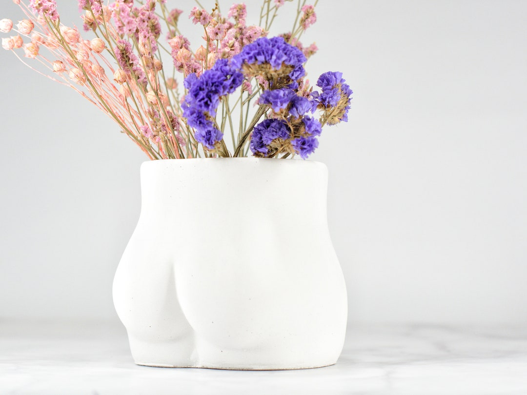 Butt Vase, Körper Vase aus weißem Beton, aesthetic Deko, kurvige ...
