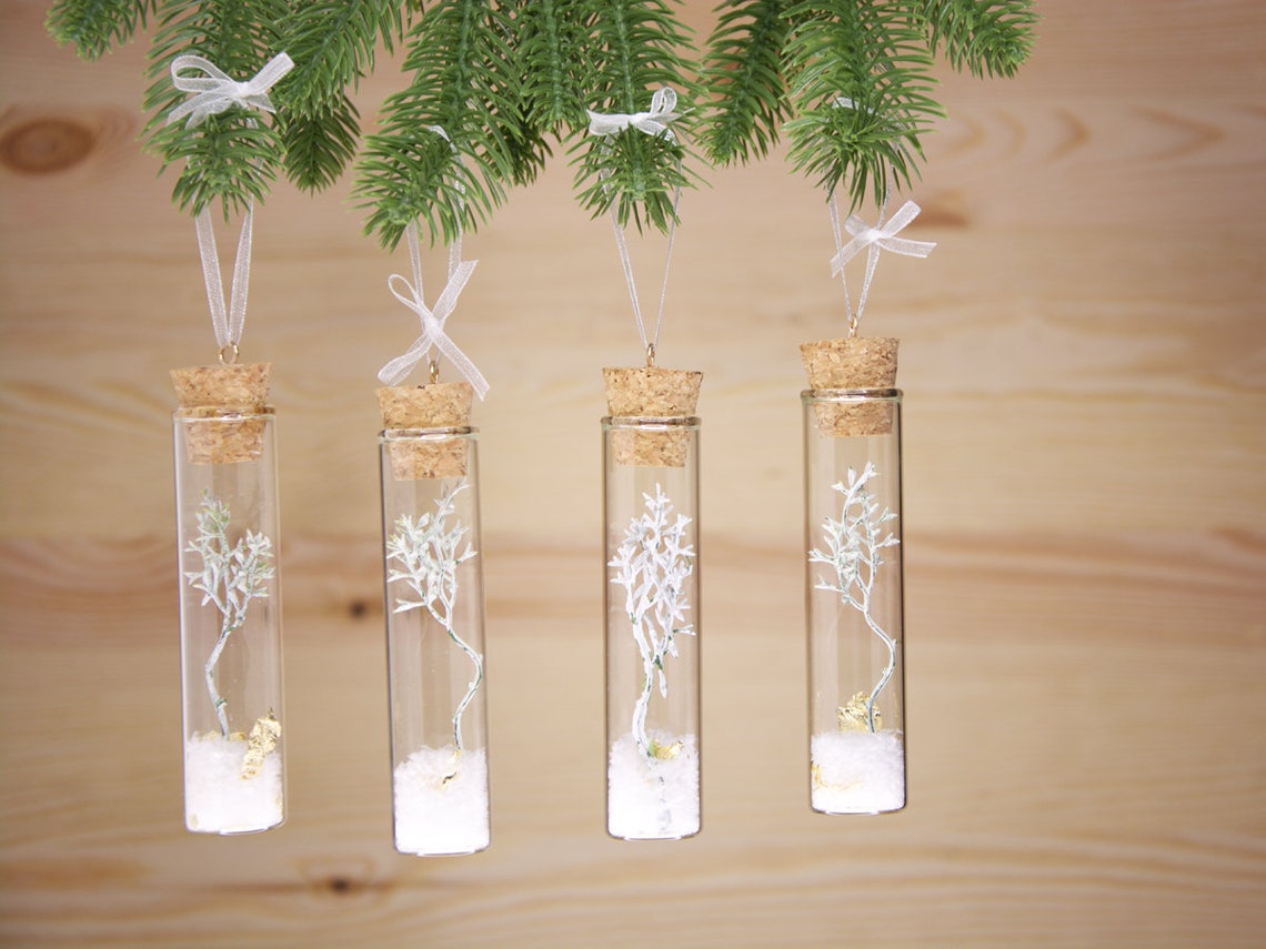 Christmas Glass Test Tube With Cork Set of 4 White Tree - Etsy