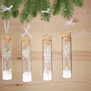 Christmas Glass Test Tube With Cork, Set of 4, White Tree, Organza ...