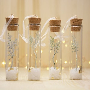 Christmas Glass Test Tube With Cork, Set of 4, White Tree, Organza ...