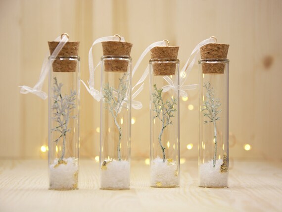 Christmas Glass Test Tube With Cork Set of 4 White Tree - Etsy