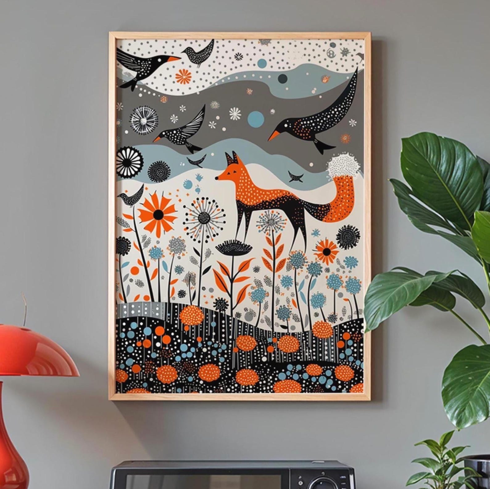 Scandinavian Fox Art Print, Nordic Hygge Wall Decor, Wild Animal Poster ...