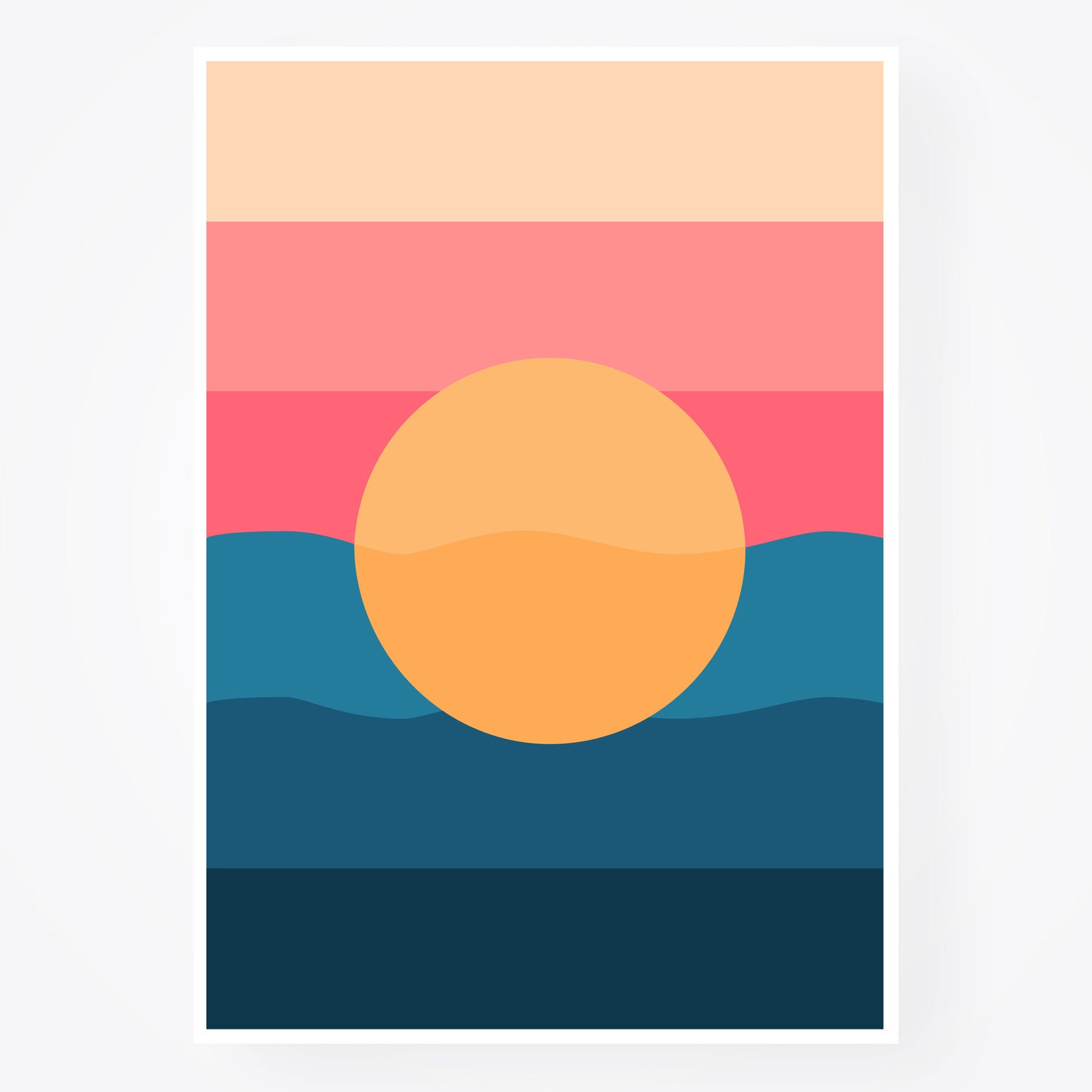 Abstract Colorful Sunrise Sunset Geometric Modern Minimalist - Etsy