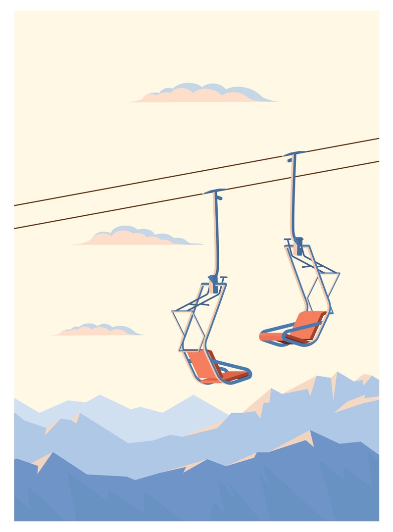 Vintage Ski Lift Poster Set Skiing Wall Decor Winter - Etsy