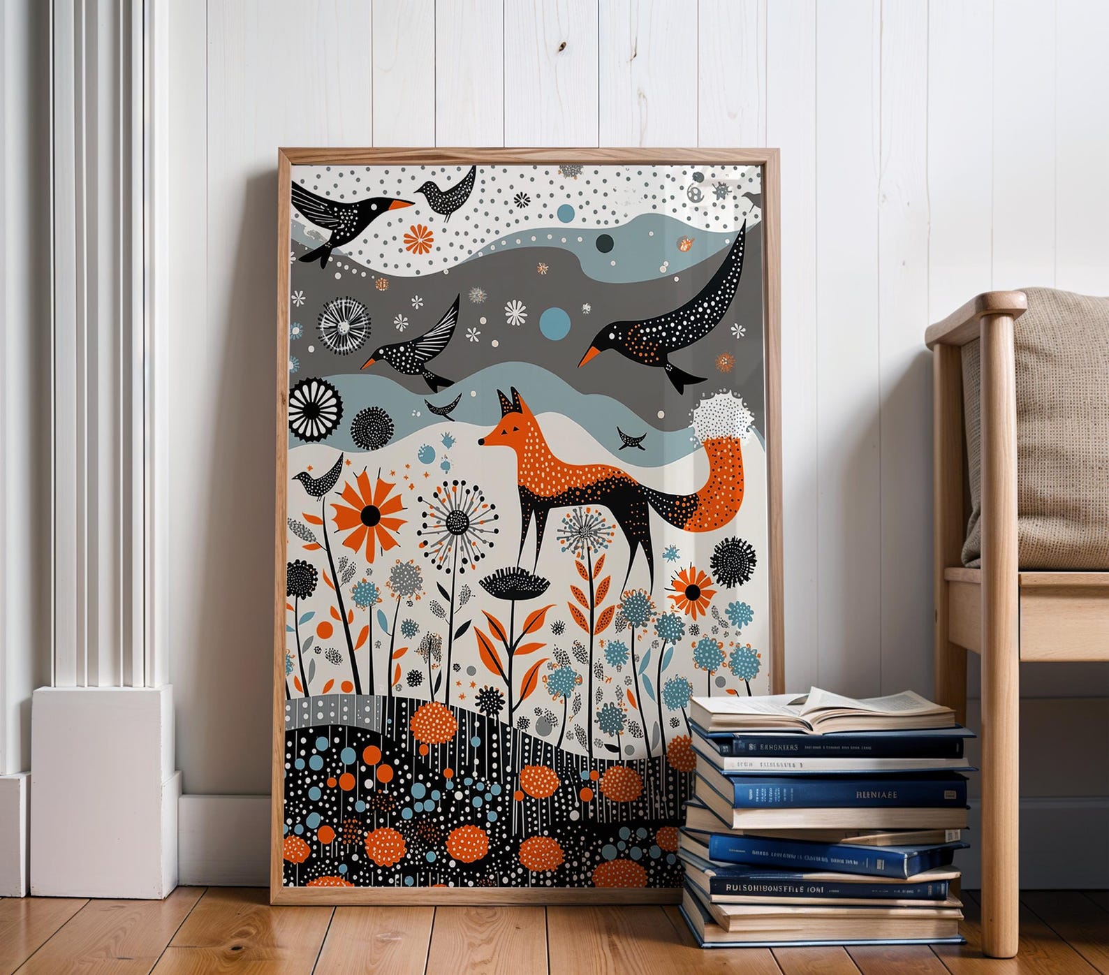 Scandinavian Fox Art Print, Nordic Hygge Wall Decor, Wild Animal Poster ...