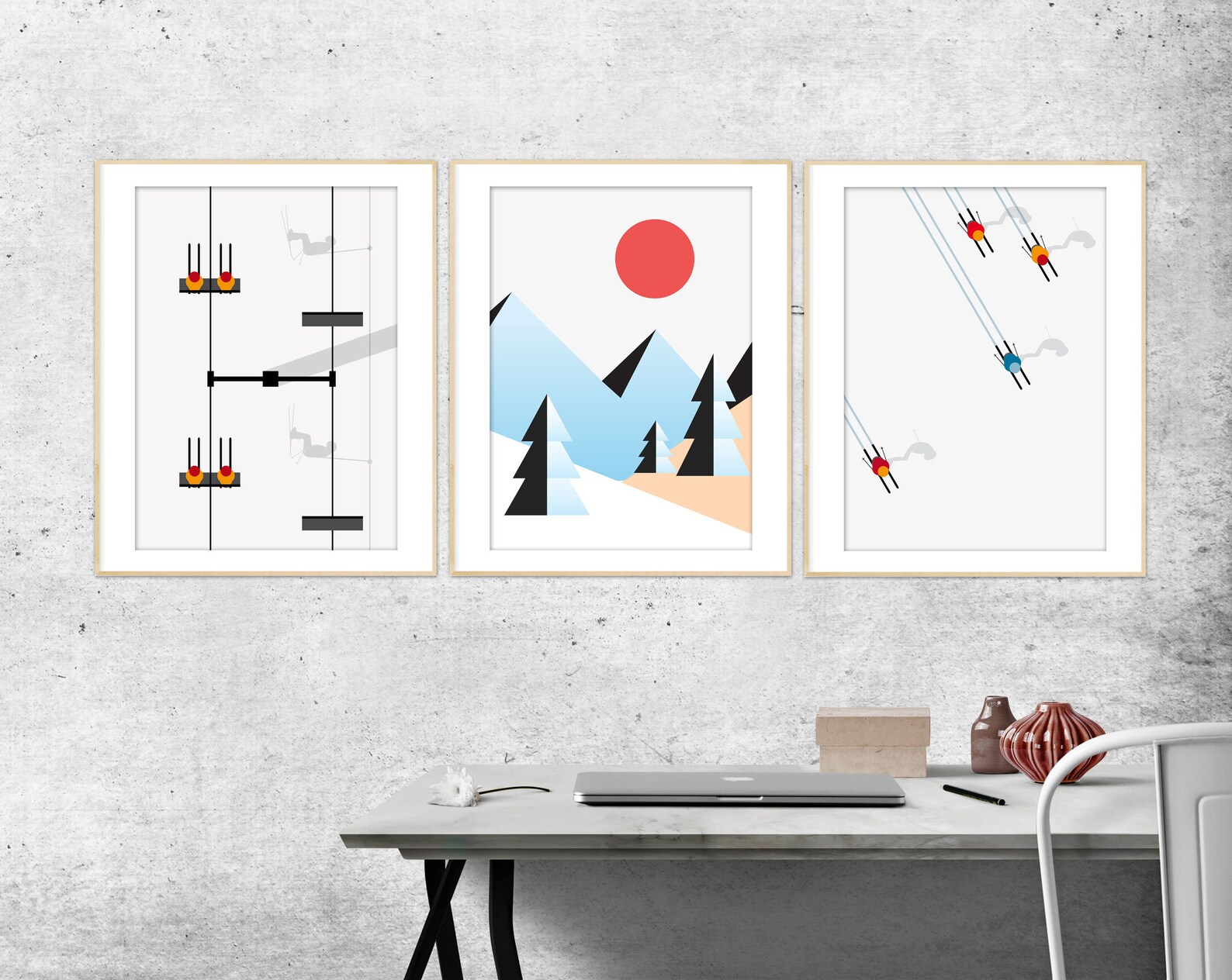 Skiing Poster Set Ski Lift Art Poster Winter Panorama - Etsy Canada