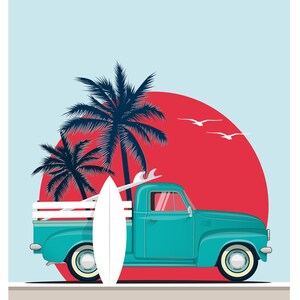 Surf Adventure Poster Set, Surfer Bliss, Surf Van Print, Summer Travel ...