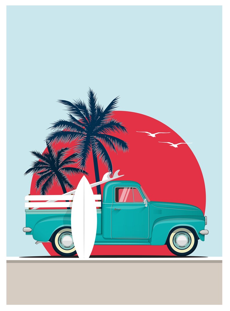Surf Adventure Poster Set Surfer Bliss Surf Van Print - Etsy