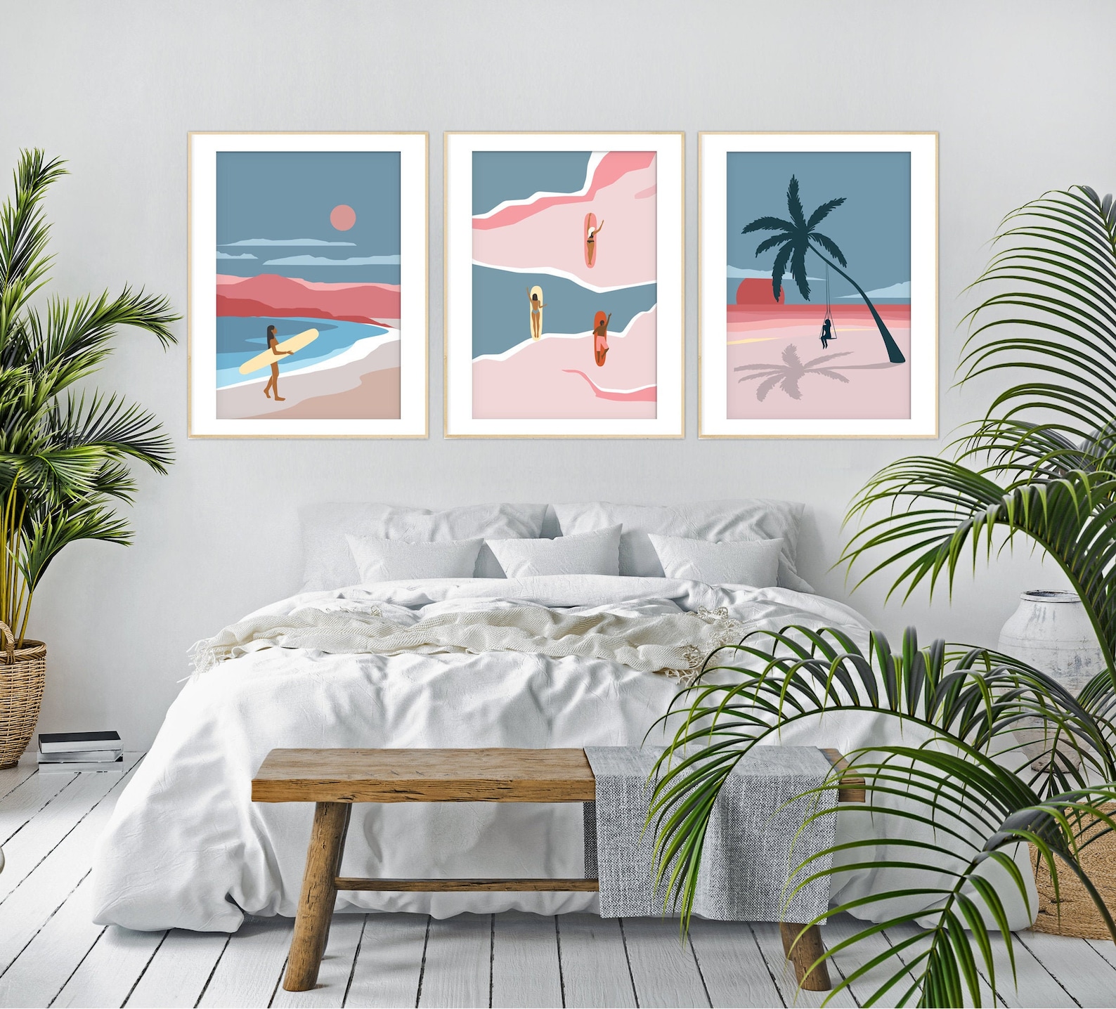 Surf Poster Surfer Girl Coastal Decor Surfboard Wall Art | Etsy