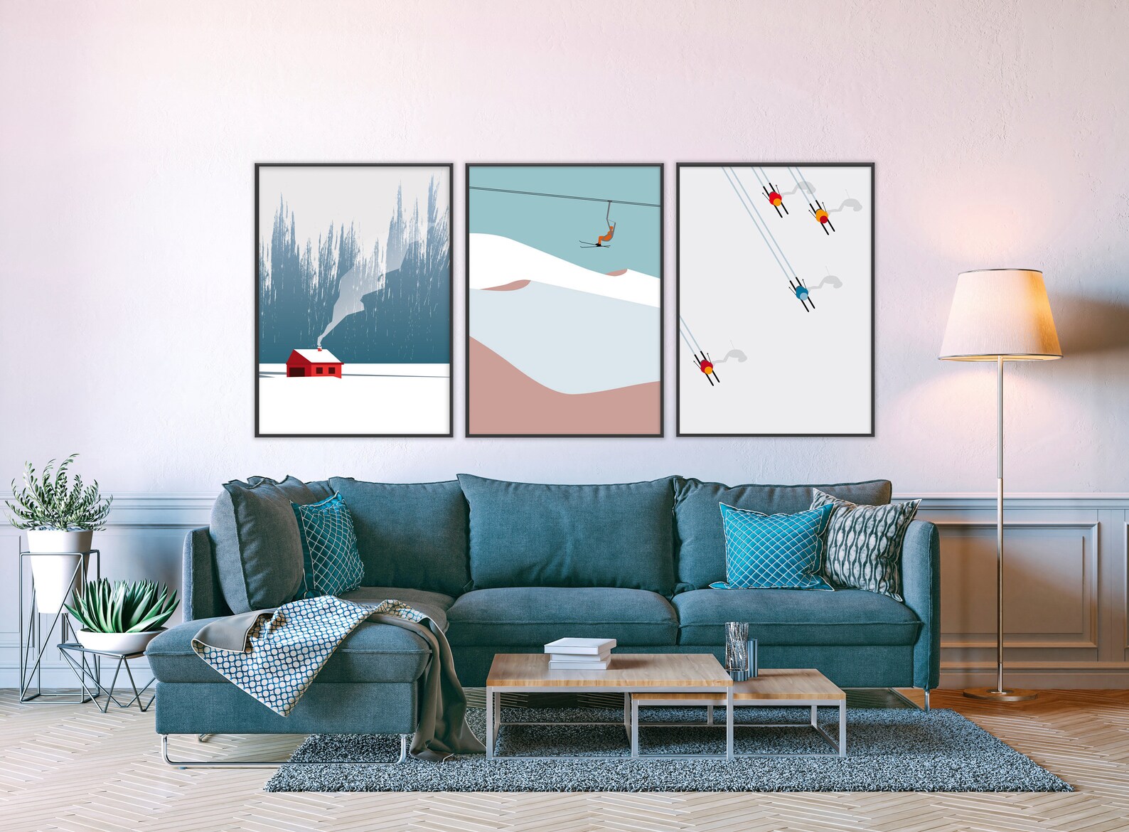 Winter Skiing Prints Snow Ski Poster Set of 3 Winter | Etsy