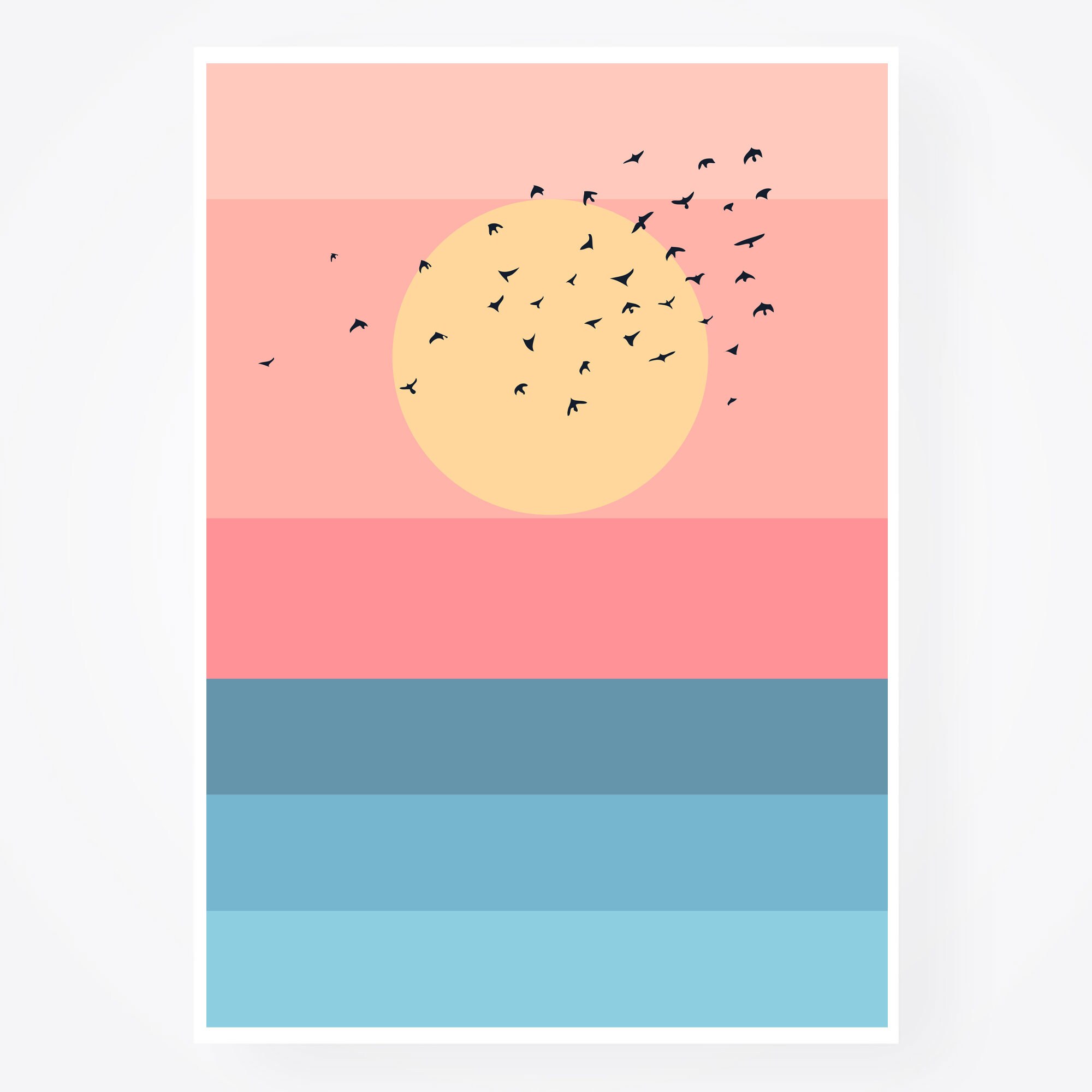 Abstract Colorful Sunrise Sunset Geometric Modern Minimalist - Etsy