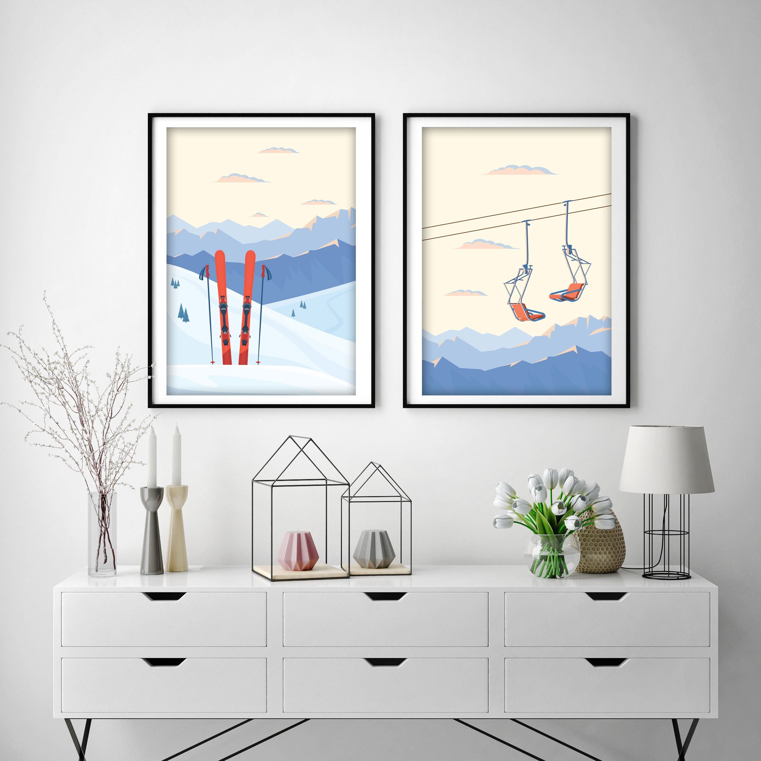 Skiing Poster, Vintage Ski Lift Poster, Skiing Wall Decor, Ski Decor ...