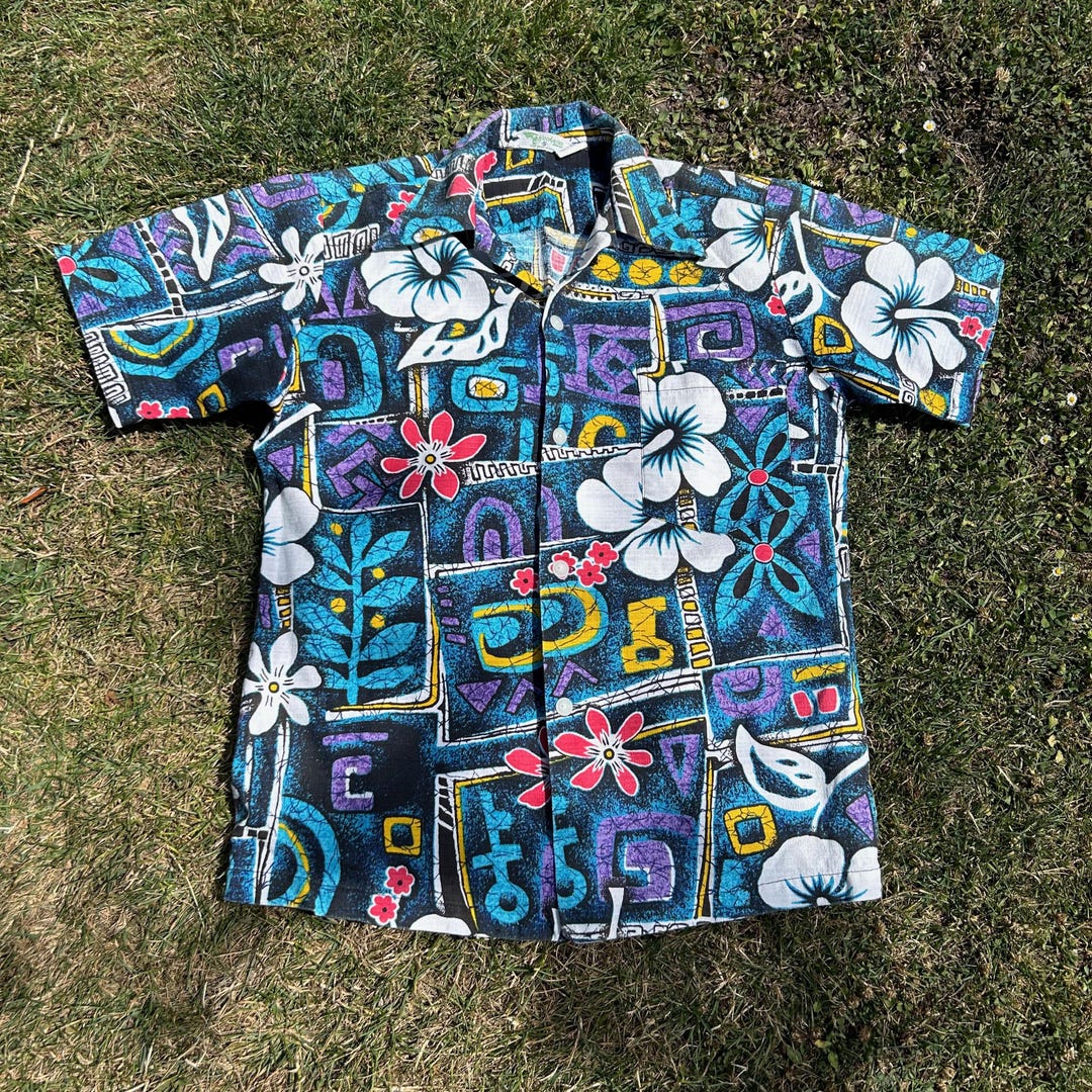 Vintage Hookano Brand Hawaiian Aloha Shirt Barkcloth Size S - Etsy