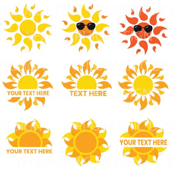 Sun Svg Bundle Editable Sun Files Monogram Svg Half Sun | Etsy