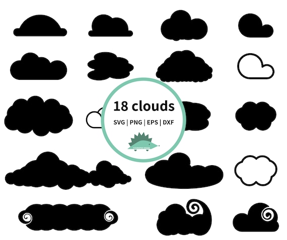 Silueta de nubes Svg Eps Dxf Png clipart de nube vector - Etsy España