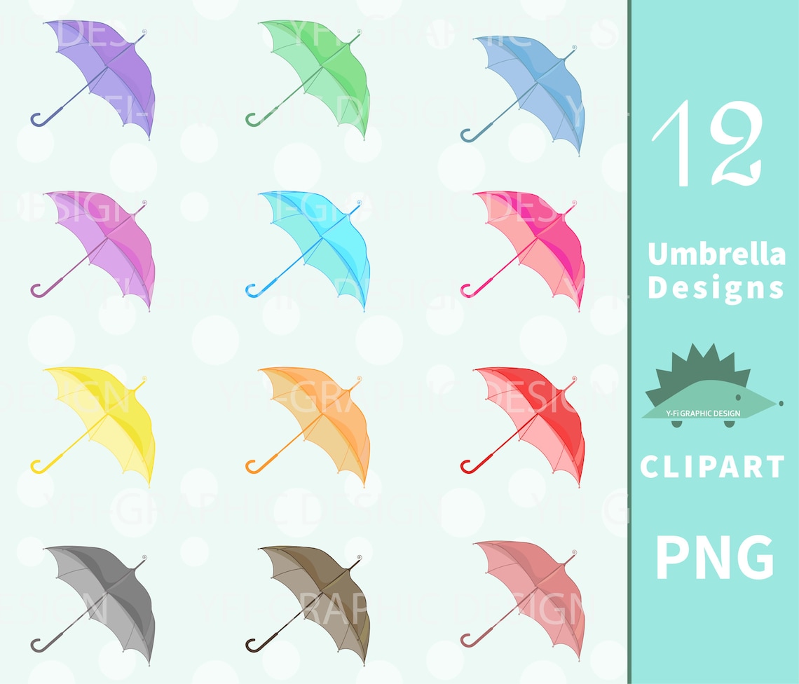 Umbrella Cliparts, Color Umbrella Bundle, Umbrella Png Illustration ...