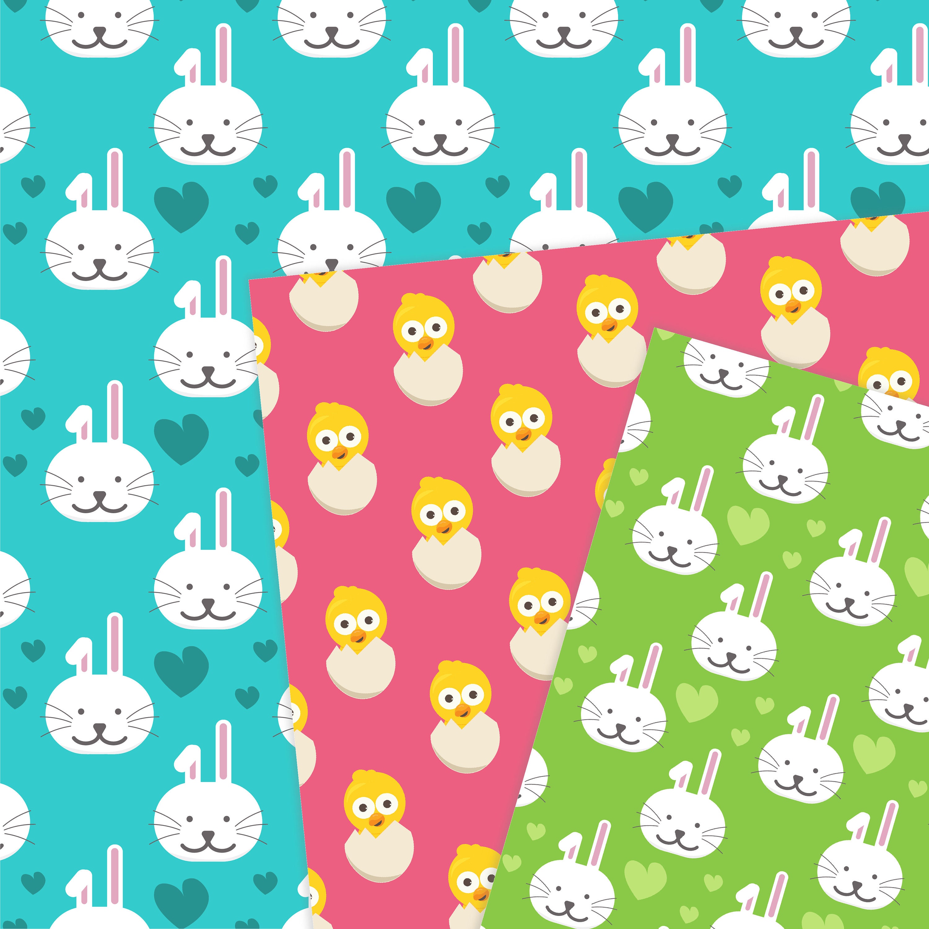 Easter Scrapbook Paper, Spring Time Digital Paper, Bunny, Carrot ...