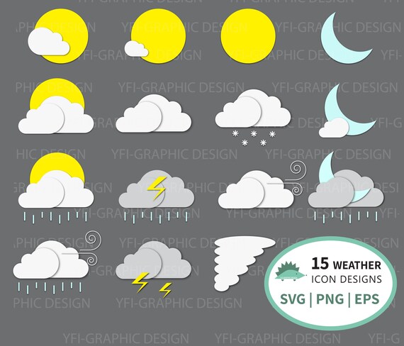 Colored Weather Icons Weather Symbols Weather Icons Bundle - Etsy