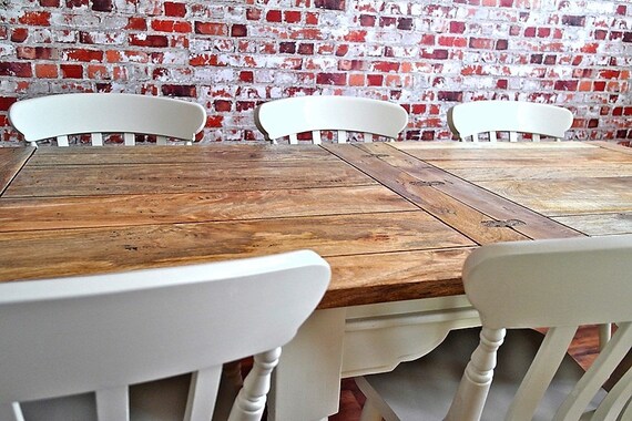 Extending Rustic Farmhouse Dining Table Set Drop Leaf